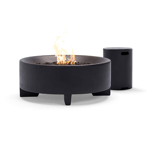 Highlands Black Metal Round Outdoor Natural Gas and Propane Fire Pit ...