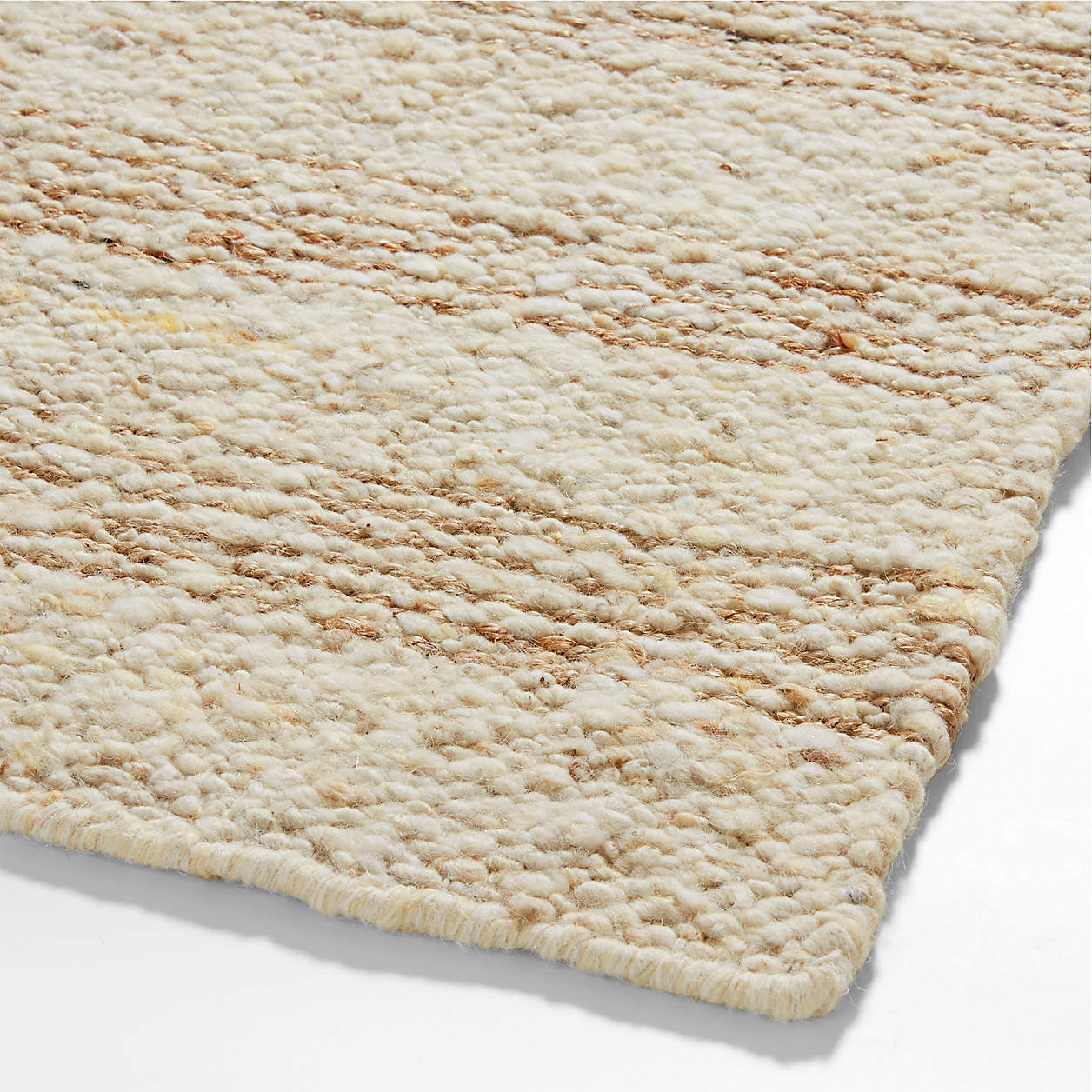 Rouen Jute Triple Striped Sand Beige Rug Swatch 12"x18" | Crate & Barrel