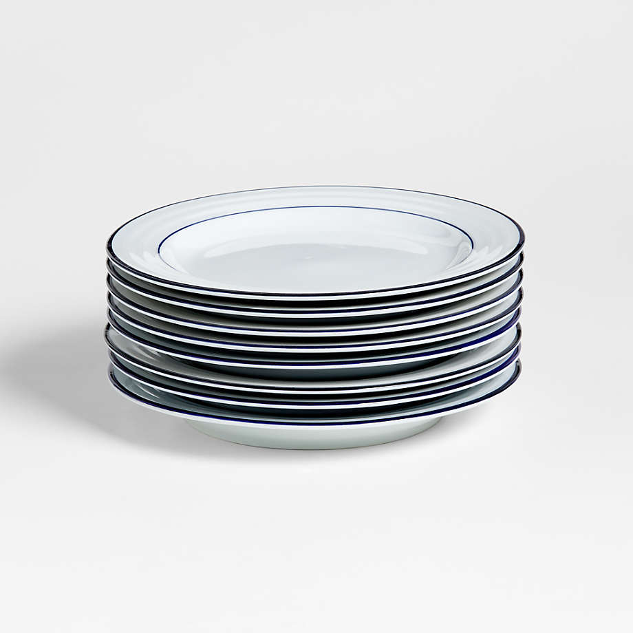 Roulette Blue Band Salad Plates, Set of 8 + Reviews | Crate & Barrel