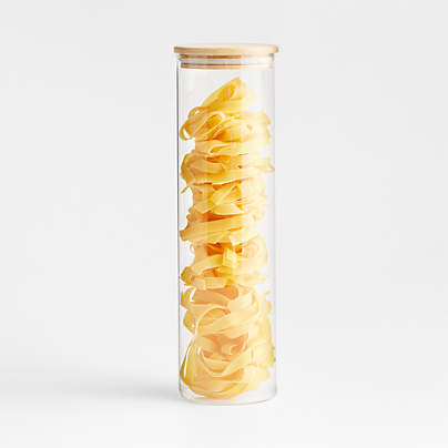 Tomos Extra-Large Glass Canister with Wood Lid + Reviews | Crate & Barrel