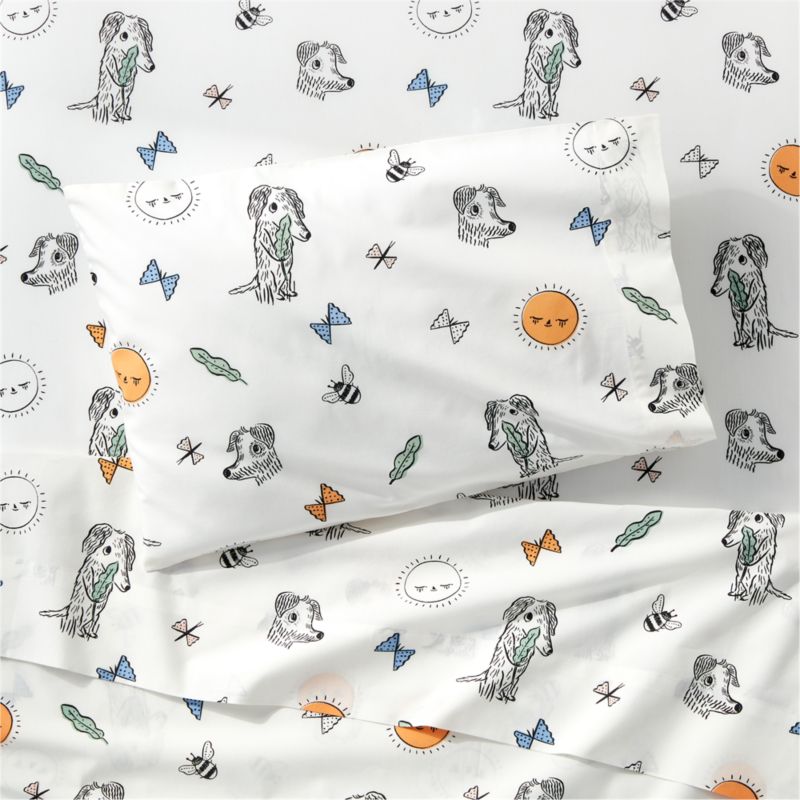 Organic Roxy Marj Puppy Toddler Sheet Set + Reviews | Crate & Kids