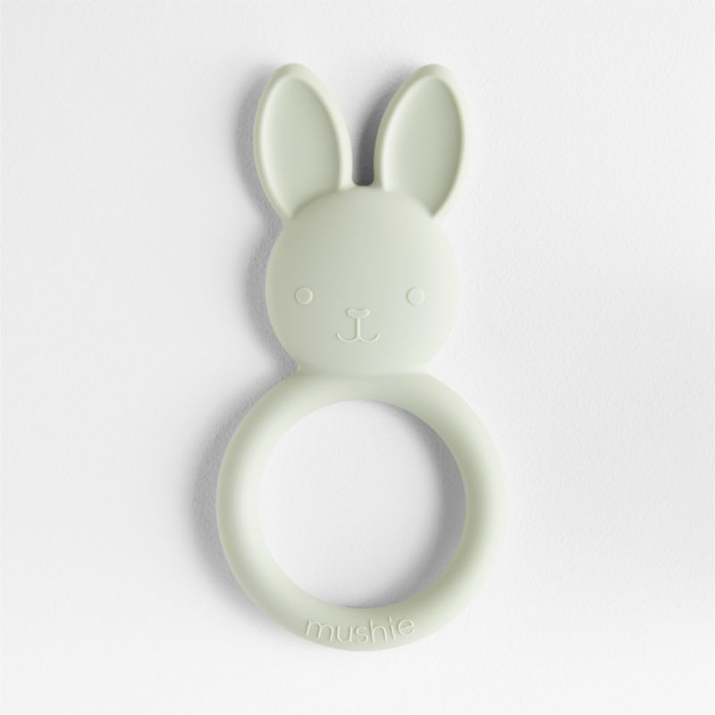 Mushie Green Bunny Silicone Baby Teether | Crate & Kids