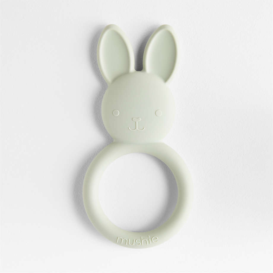 Mushie Green Bunny Silicone Baby Teether | Crate & Kids