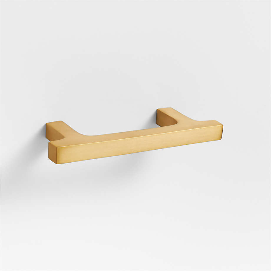 Square Edge 3" Brushed Brass Cabinet Drawer Bar Pull + Reviews | Crate ...