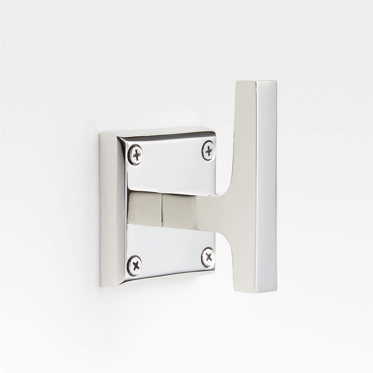 Square Edge Polished Chrome Bathroom Towel Hook | Crate & Barrel