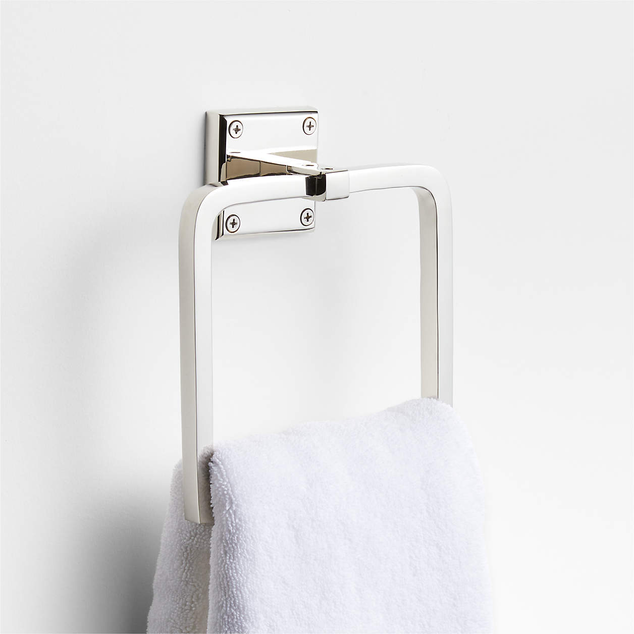 Square Edge Polished Chrome Bathroom Hand Towel Ring + Reviews | Crate ...