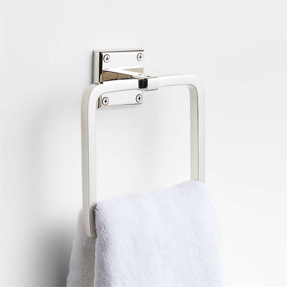 Square Edge Polished Chrome Bathroom Towel Hook + Reviews | Crate & Barrel