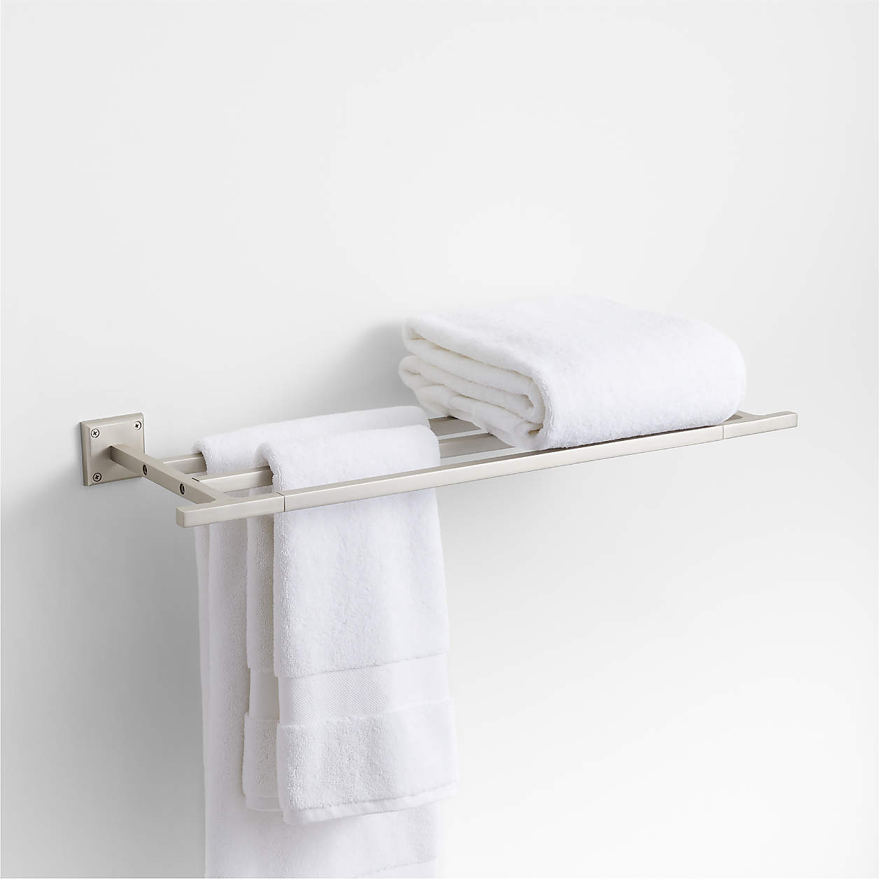 Square Edge Brushed Nickel Wall-Mounted Bathroom Towel Rack + Reviews ...