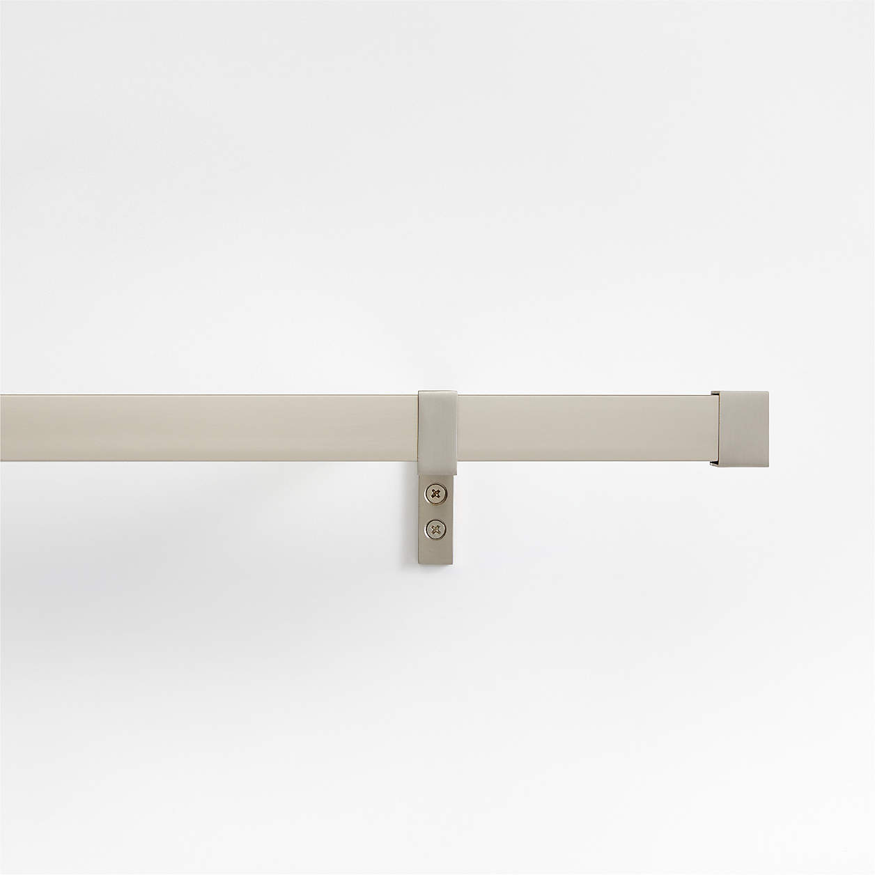 Brushed Nickel 1" Square Curtain Rod and End Cap Finials Set 88"-120 ...