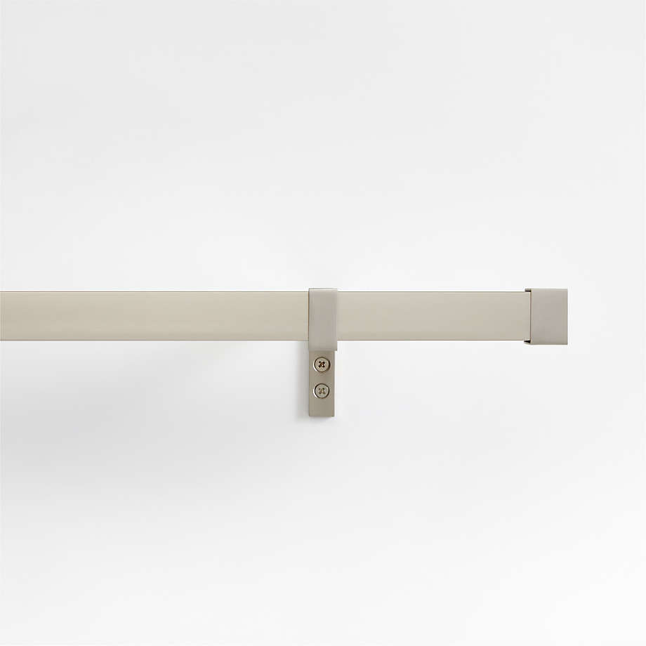 Brushed Nickel 1" Square Curtain Rod and End Cap Finials Set 88"-120 ...