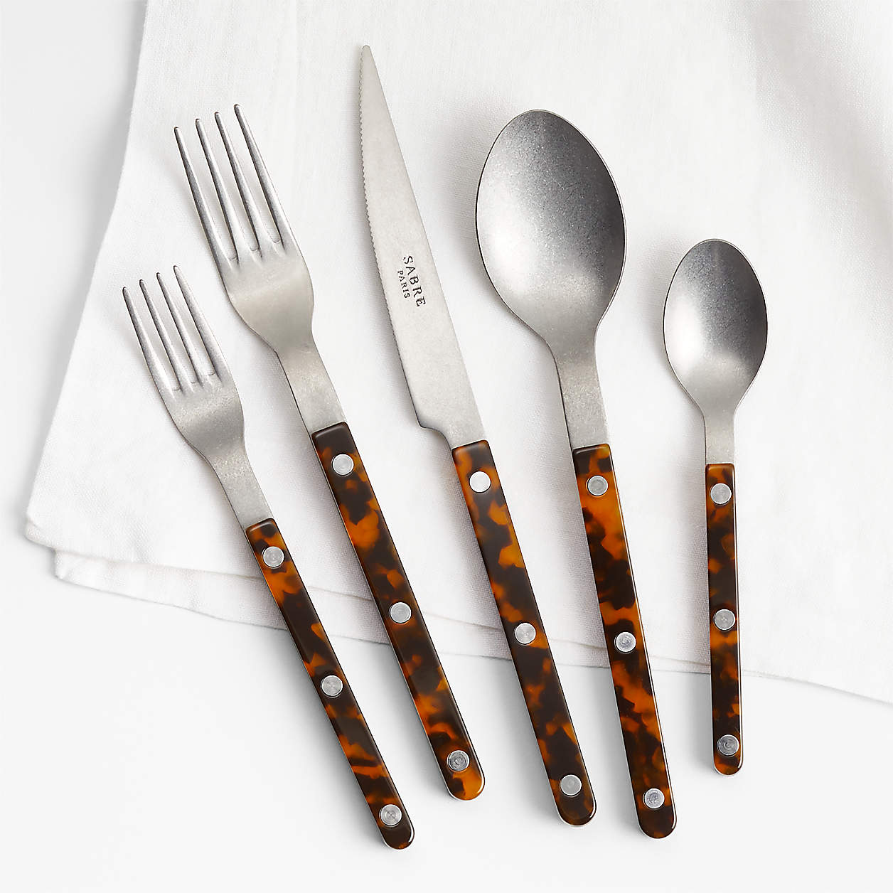 Sabre Tortoiseshell 5-Piece Flatware Place Setting | Crate & Barrel