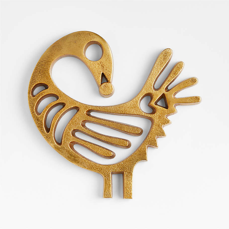 Sankofa Gold Metallic Bird Trivet by Eric Adjepong | Crate & Barrel Canada