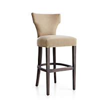 Sasha Upholstered Neutral Bar Stools | Crate & Barrel
