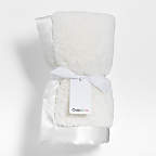 Cream Satin Trim Plush Baby Stroller Blanket + Reviews | Crate & Kids