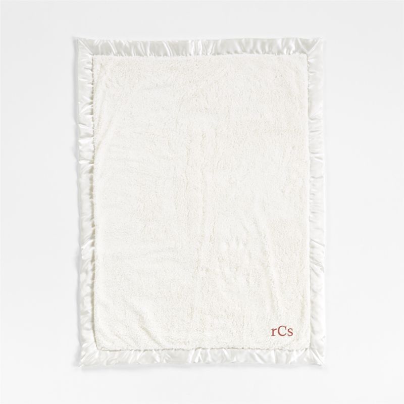 Cream Satin Trim Plush Baby Stroller Blanket + Reviews | Crate & Kids