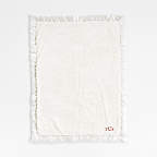 Cream Satin Trim Plush Baby Stroller Blanket + Reviews | Crate & Kids