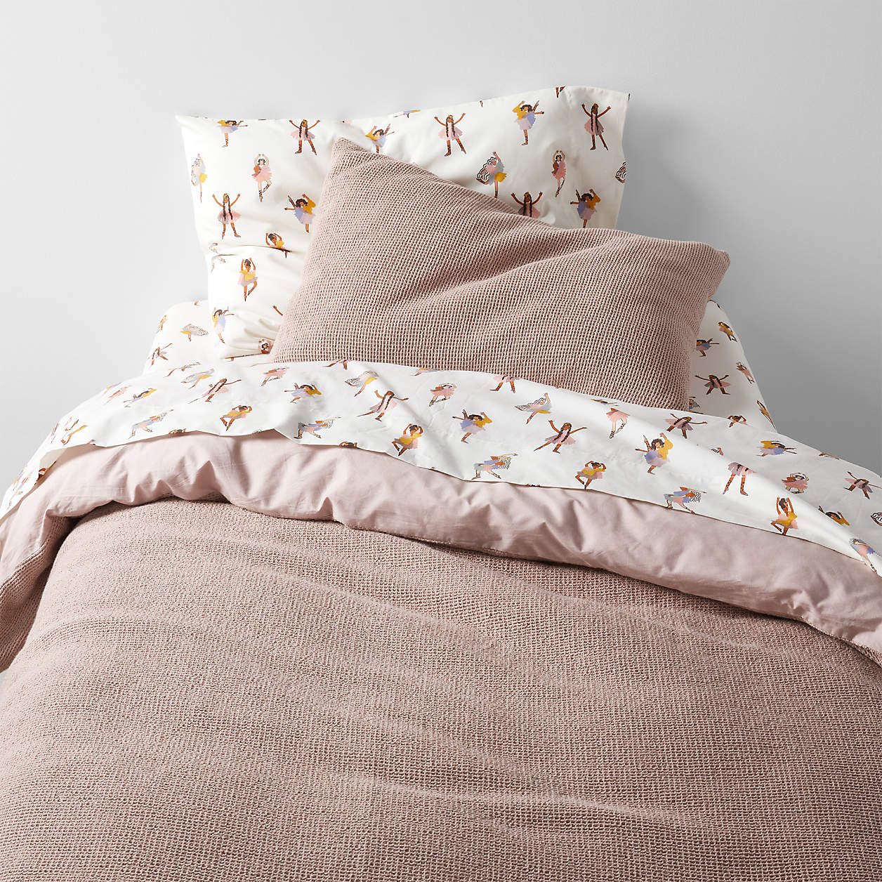 Scoop Classic Mauve Waffle Weave Organic Cotton Kids Twin Duvet Cover ...