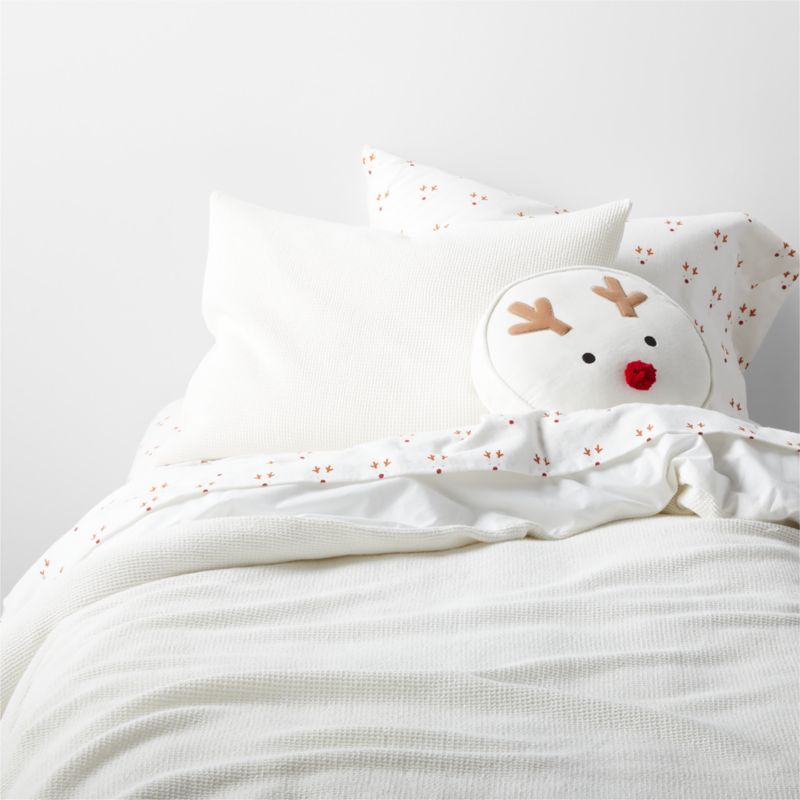 Round Velvet Reindeer Kids Christmas Throw Pillow + Reviews | Crate & Kids