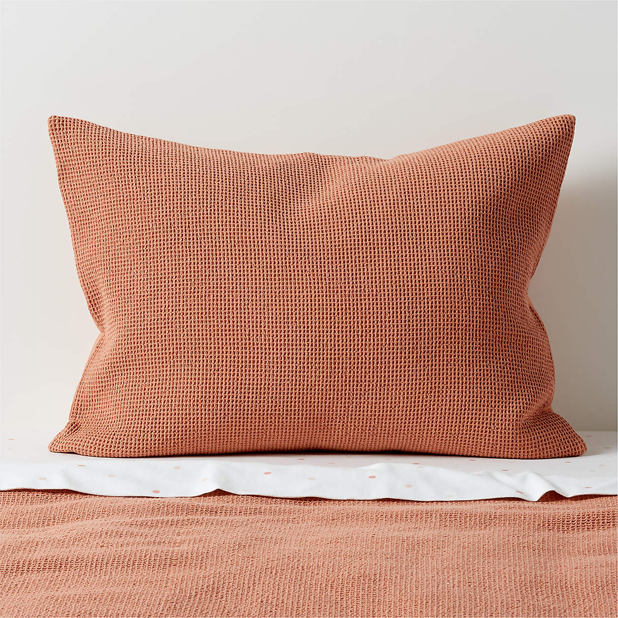 Scoop Organic Cotton Waffle Weave Clay Kids Pillow Sham | Crate & Kids