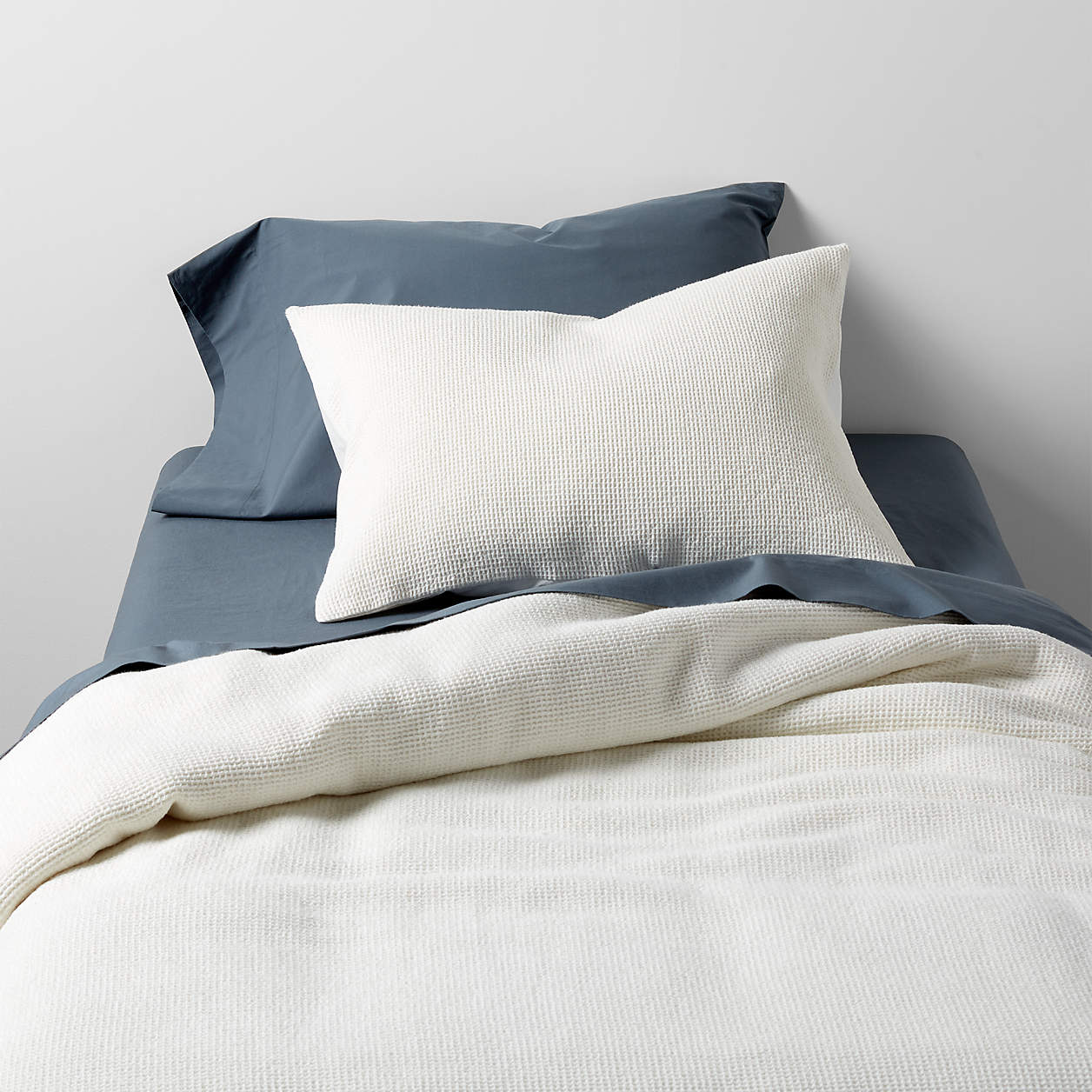 Scoop Cream Waffle Weave Organic Cotton Kids Twin Duvet Cover + Reviews ...