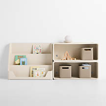 Scout 76" Set of 2 Linen Wood Kids Stackable Bookshelves with Low ...