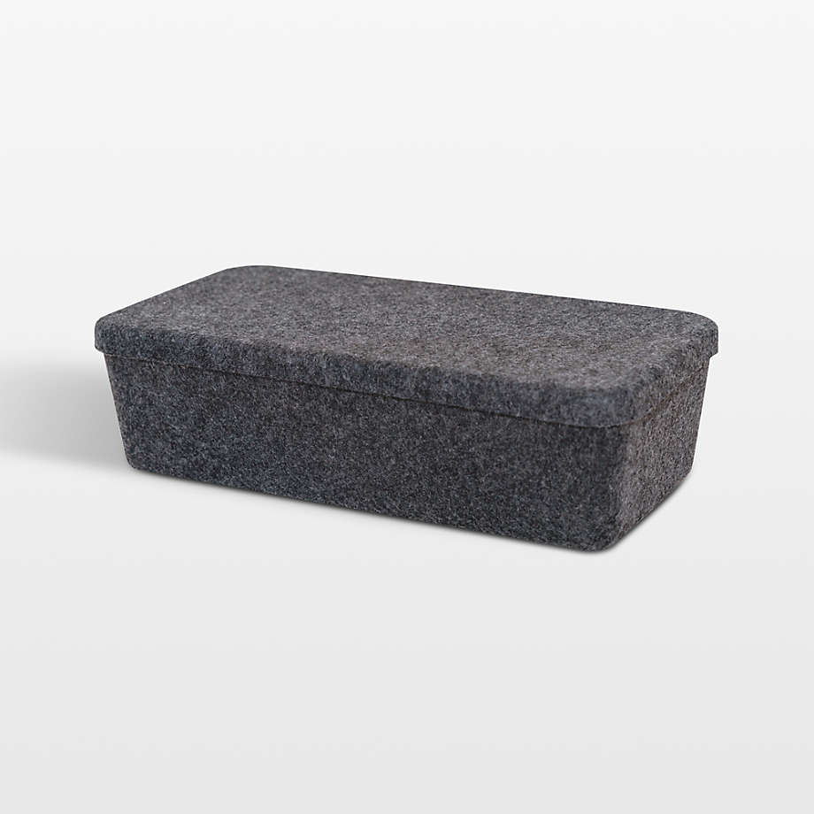 Sortjoy Long Carbon Sculpted Storage Bin with Lid | Crate & Barrel