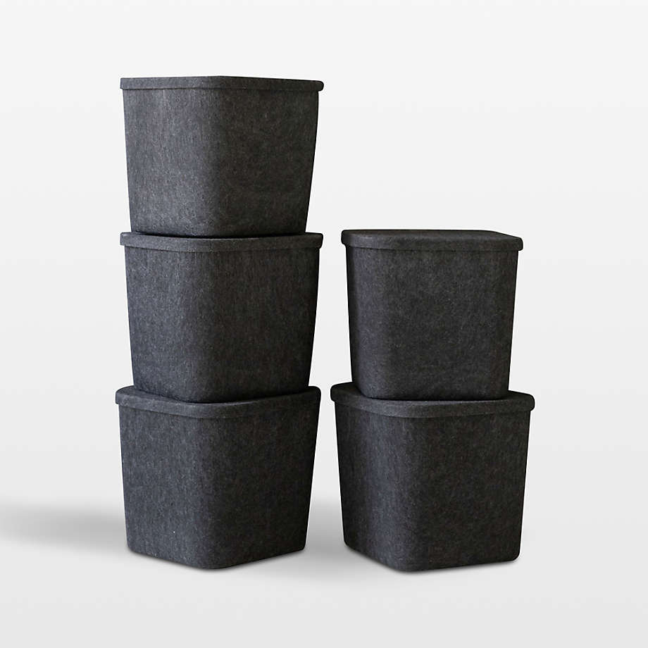 Sortjoy Original Carbon Sculpted Storage Bin with Lid + Reviews | Crate & Barrel