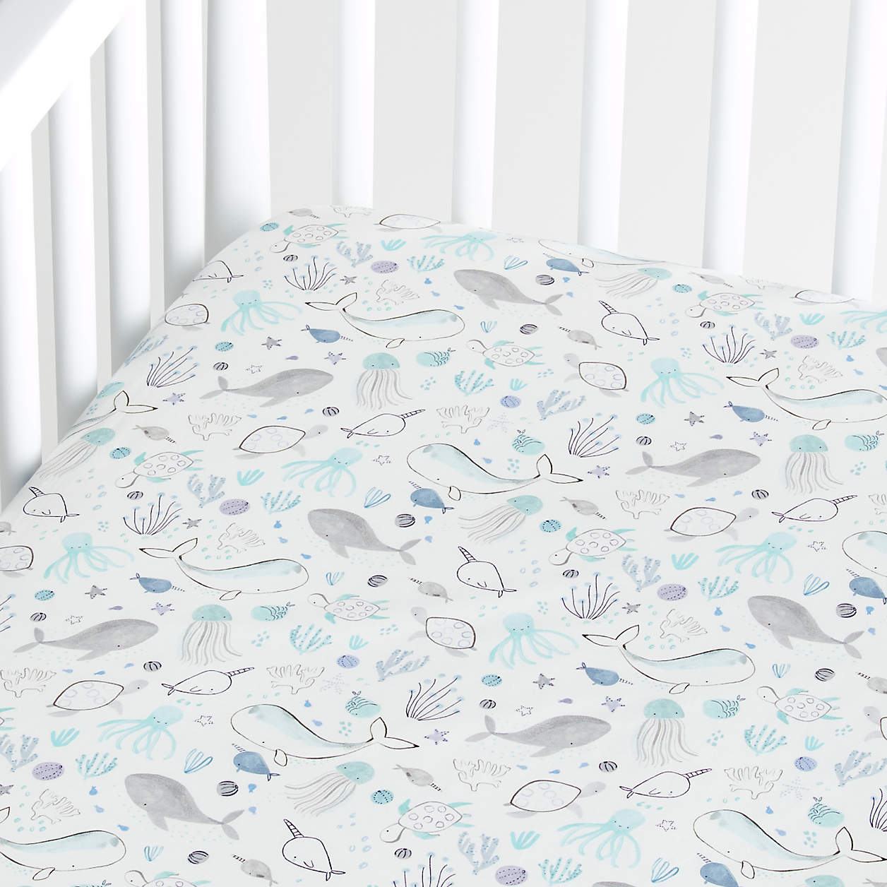 Organic Sea Crib Fitted Sheet + Reviews | Crate & Kids