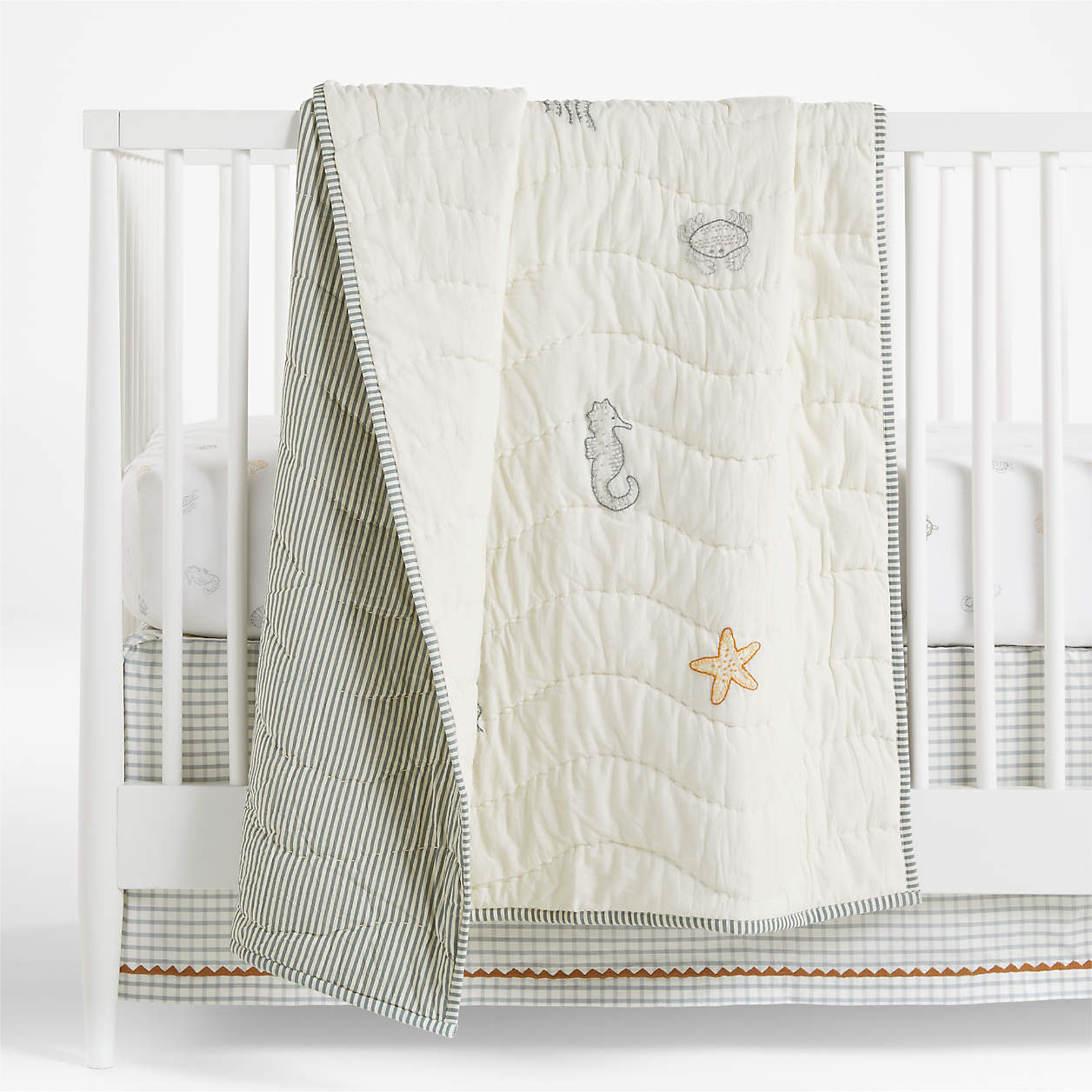 Sea Dreams Organic Cotton Baby Crib Quilt | Crate & Kids