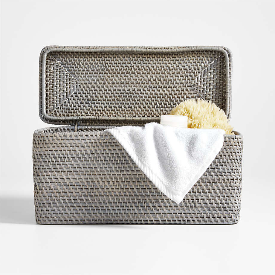 Sedona Grey Lidded Rectangular Tote + Reviews | Crate & Barrel