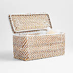 Sedona White Lidded Rectangular Tote + Reviews | Crate & Barrel