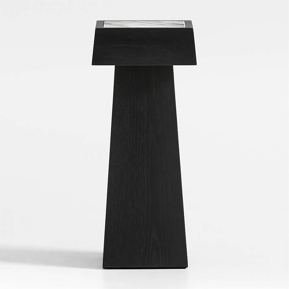 Seriana Charcoal Oak Wood and Marble Square Pedestal End Table | Crate ...