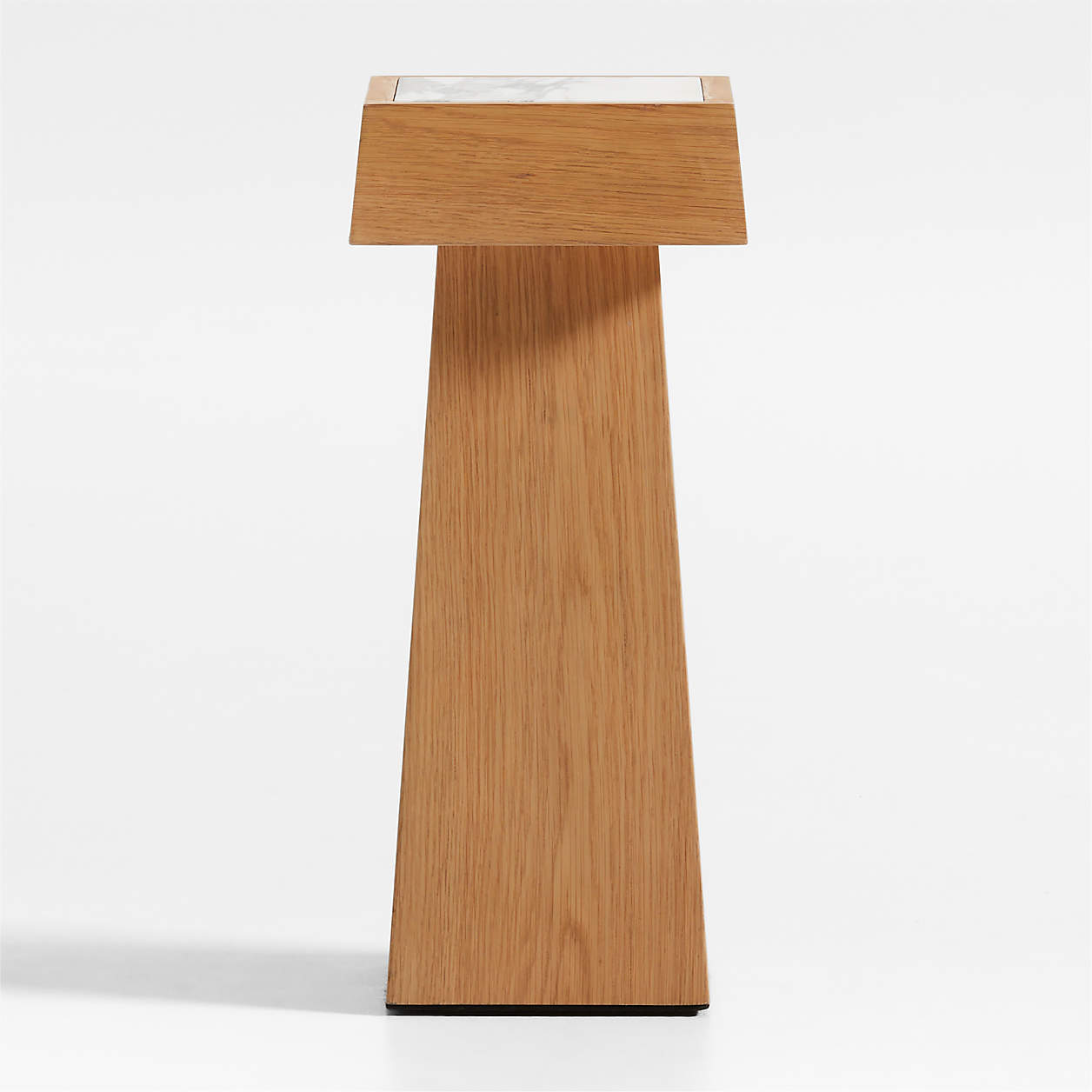 Seriana Natural Oak Wood and Marble Square Pedestal End Table | Crate ...