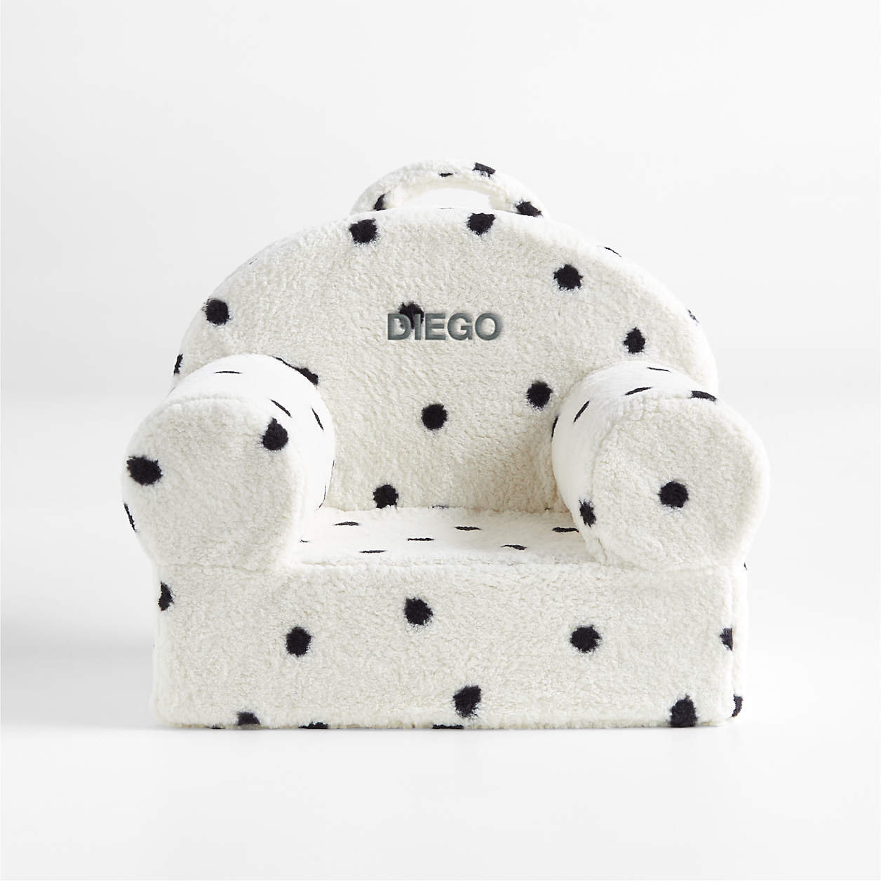 Small White Sherpa Polka Dot Personalized Kids Lounge Nod Chair ...