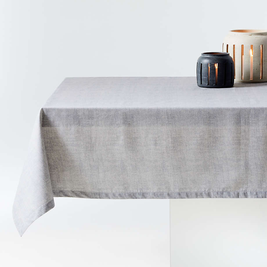 Shiloh Stone Grey Easy-Care Tablecloth 60 x 90 + Reviews | Crate & Barrel