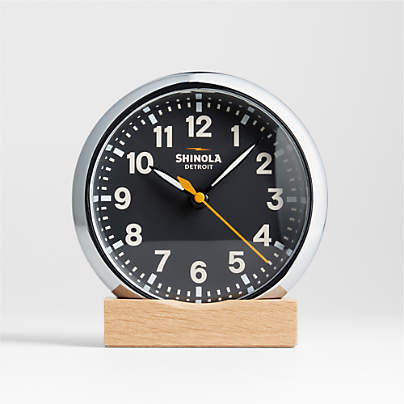 Shinola Runwell Gunmetal Grey Desk Clock | Crate & Barrel