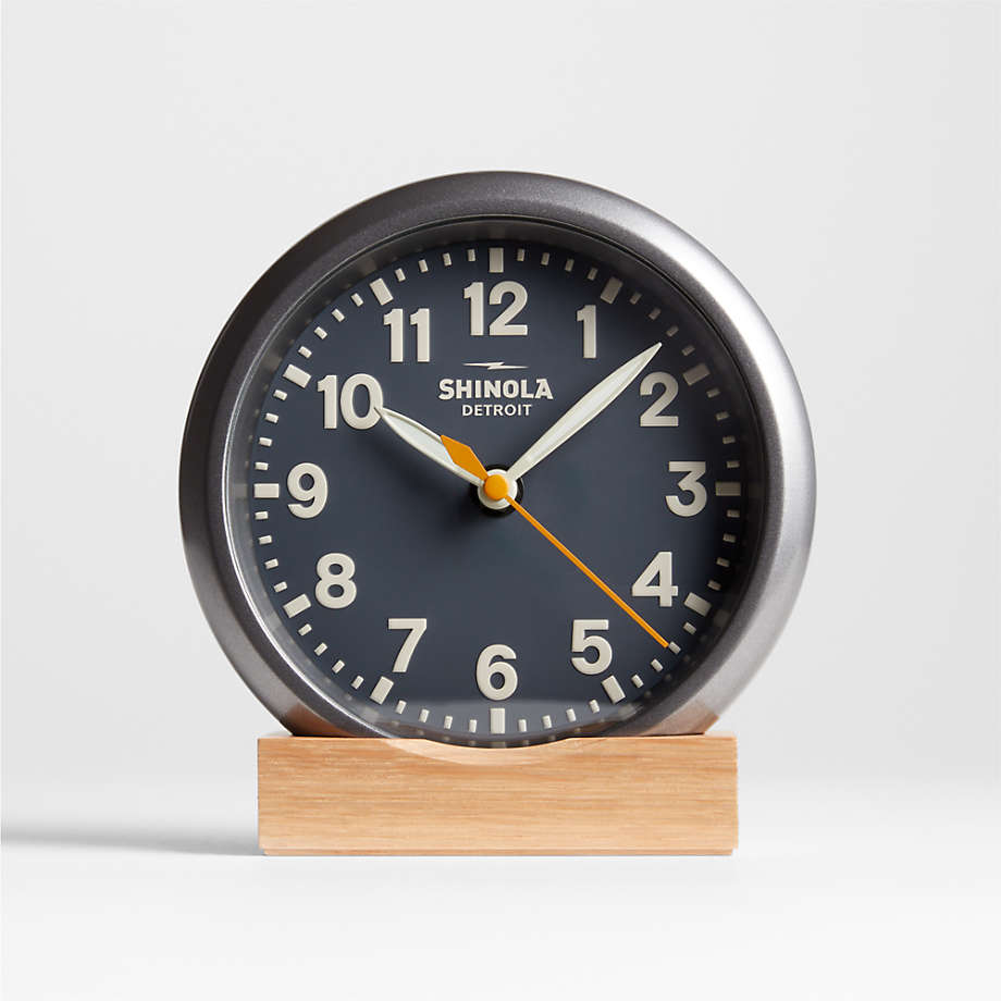 Shinola Runwell Gunmetal Grey Desk Clock | Crate & Barrel