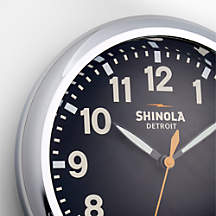 Shinola Runwell Chrome & Black Wall Clock + Reviews | Crate & Barrel