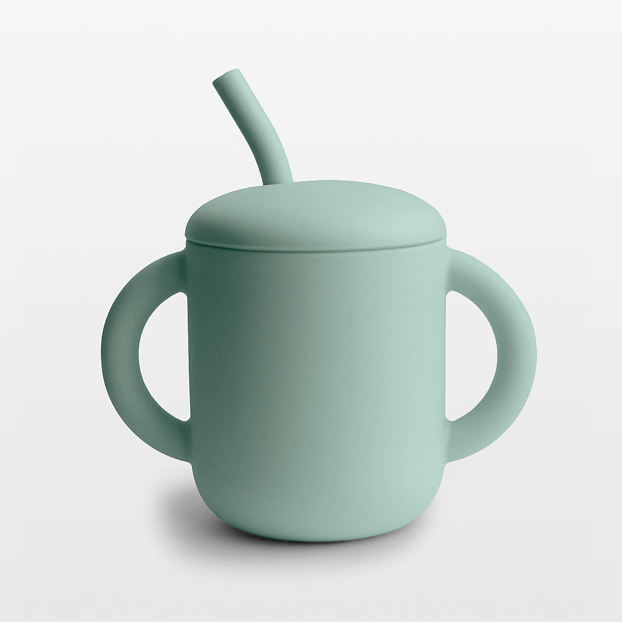Mushie Green Silicone Baby Training Cup with Straw + Reviews | Crate & Kids