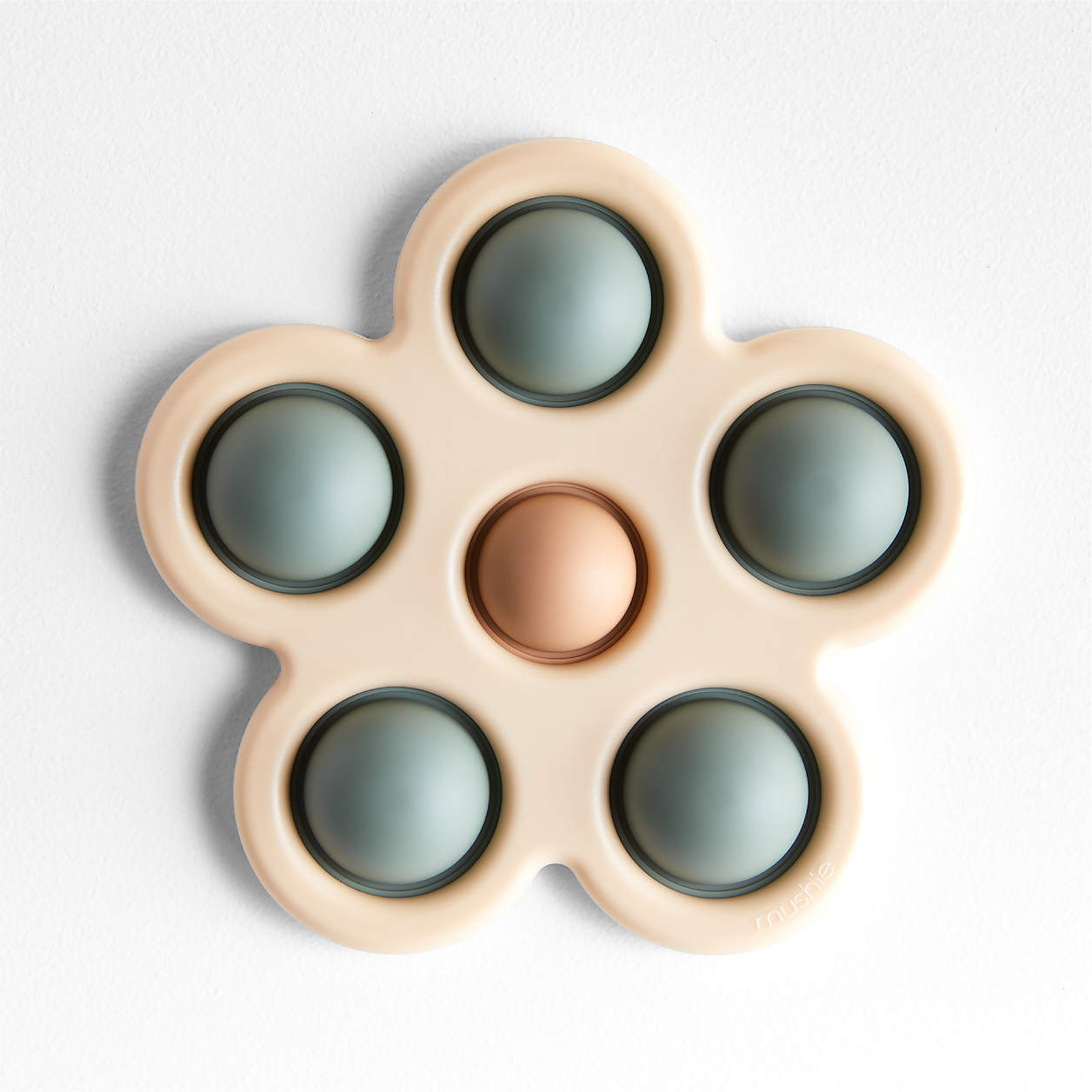 Mushie Silicone Green Flower Baby Press Toy + Reviews | Crate & Kids