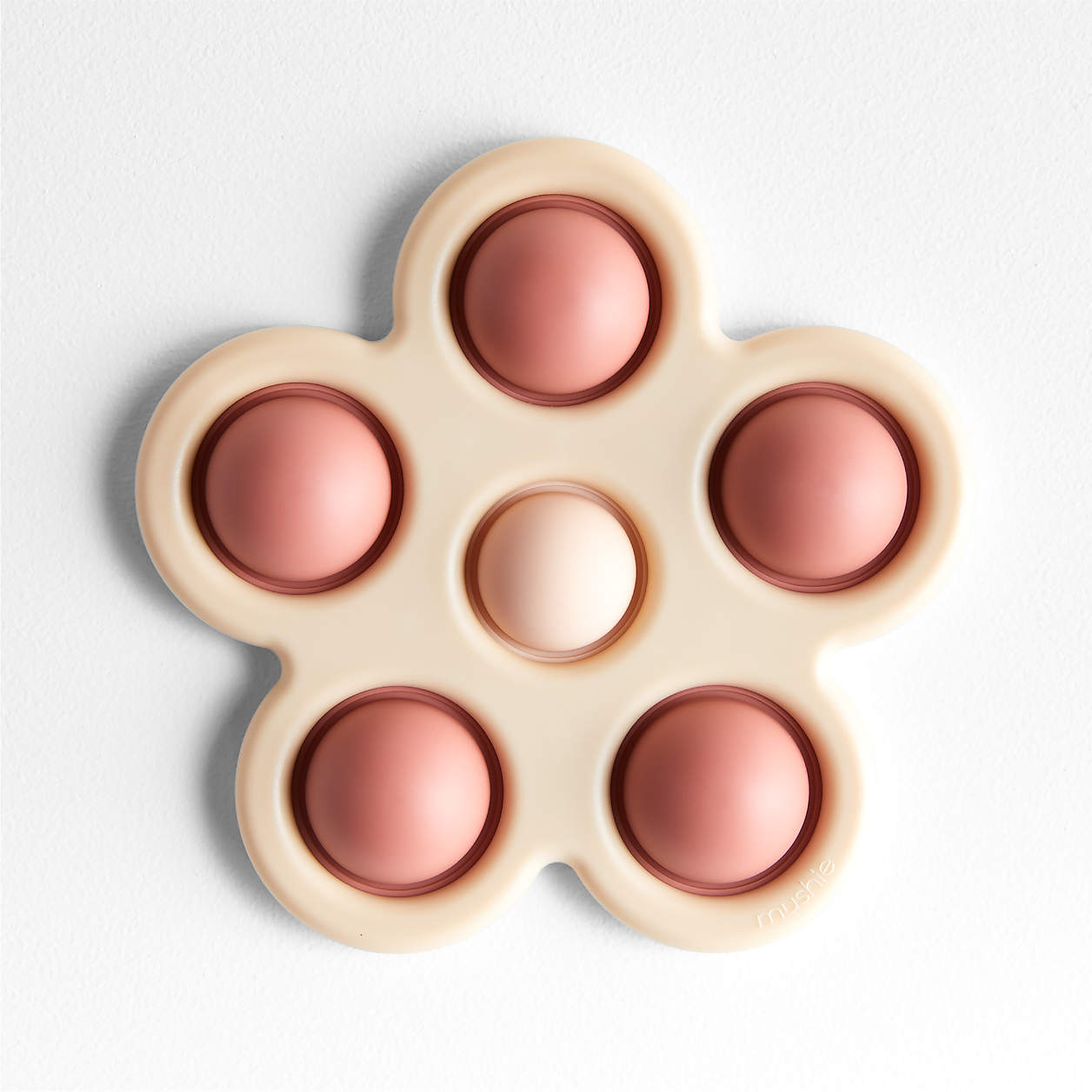 Mushie Silicone Pink Flower Baby Press Toy + Reviews | Crate & Kids