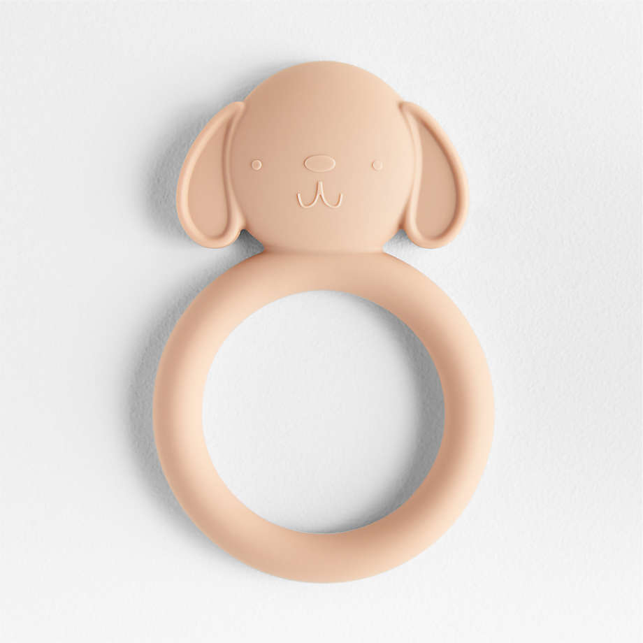 Mushie Light Brown Dog Silicone Baby Teether | Crate & Kids