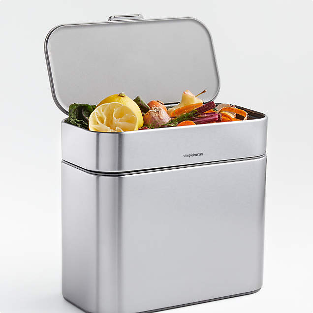 Simplehuman 4 Liter Compost Caddy, Matte Black Steel + Reviews | Crate ...