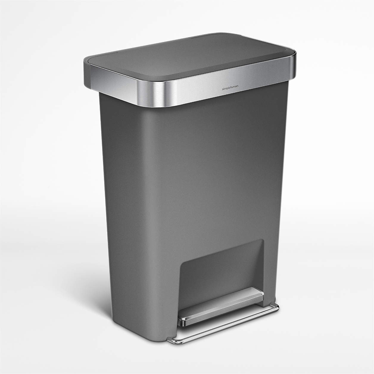 simplehuman Grey Plastic 45-Liter Rectangular Step Trash Can + Reviews ...