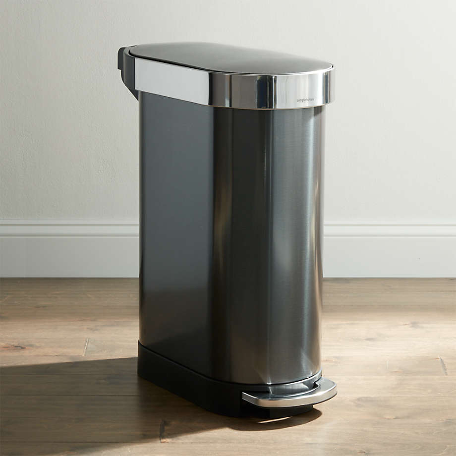 simplehuman 45-Liter Black Slim Trash Can + Reviews | Crate & Barrel
