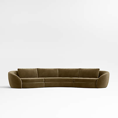 Sinuous 3-Piece Chaise Sectional Sofa by Athena Calderone | Crate & Barrel