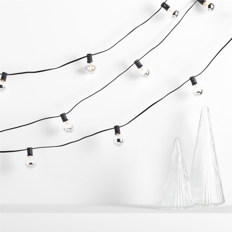 Metallic Silver 25-Ft. LED Globe String Lights | Crate & Barrel