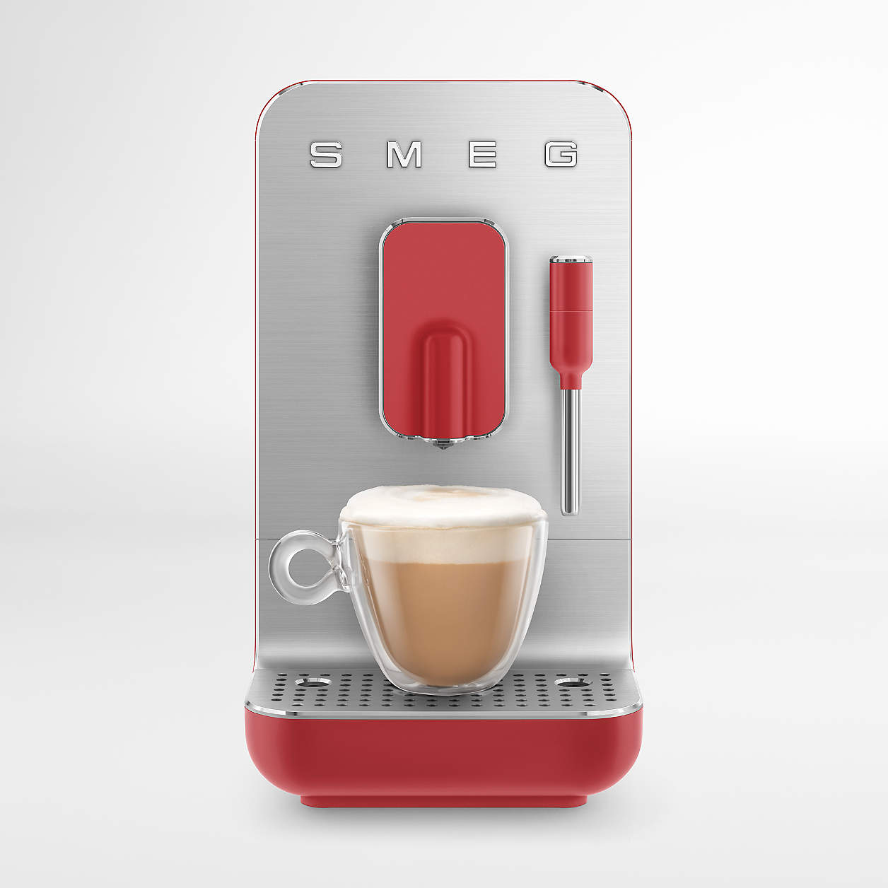 Smeg Red Automatic Coffee and Espresso Machine with Milk Frother ...