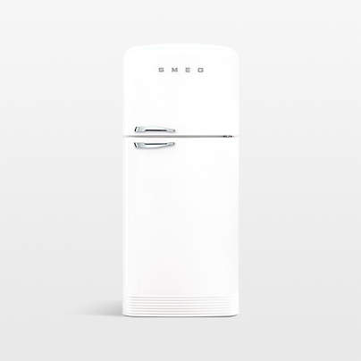 Smeg FAB50 Cream and Brass Right-Hinge Refrigerator | Crate & Barrel