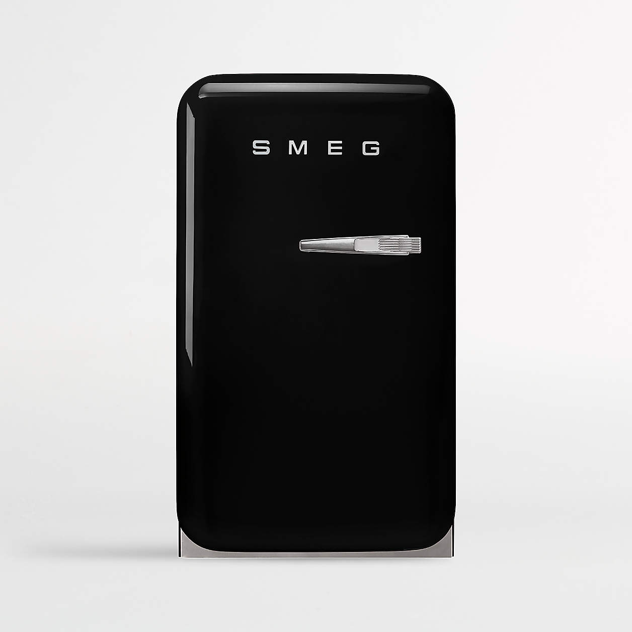 Smeg Black Mini Left-Hinge Refrigerator | Crate & Barrel